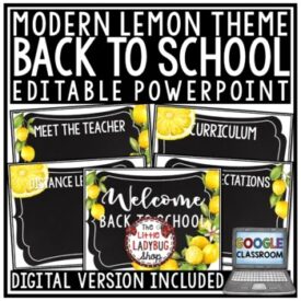 Lemon Classroom Decor: Virtual Meet the Teacher Template Editable Back ...