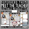 Superhero Theme Virtual Meet the Teacher Template Editable, Back to ...