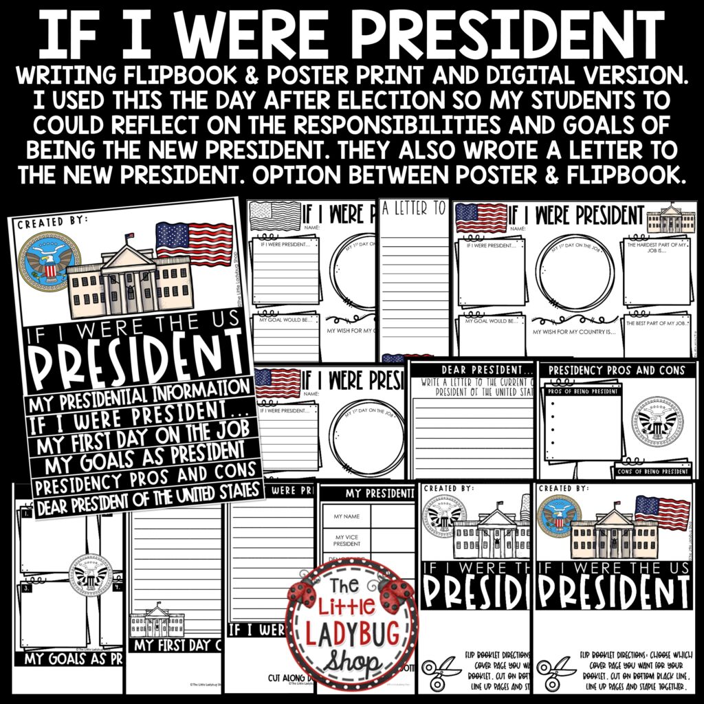 If I Were President Writing Activity: Presidential Election Poster ...