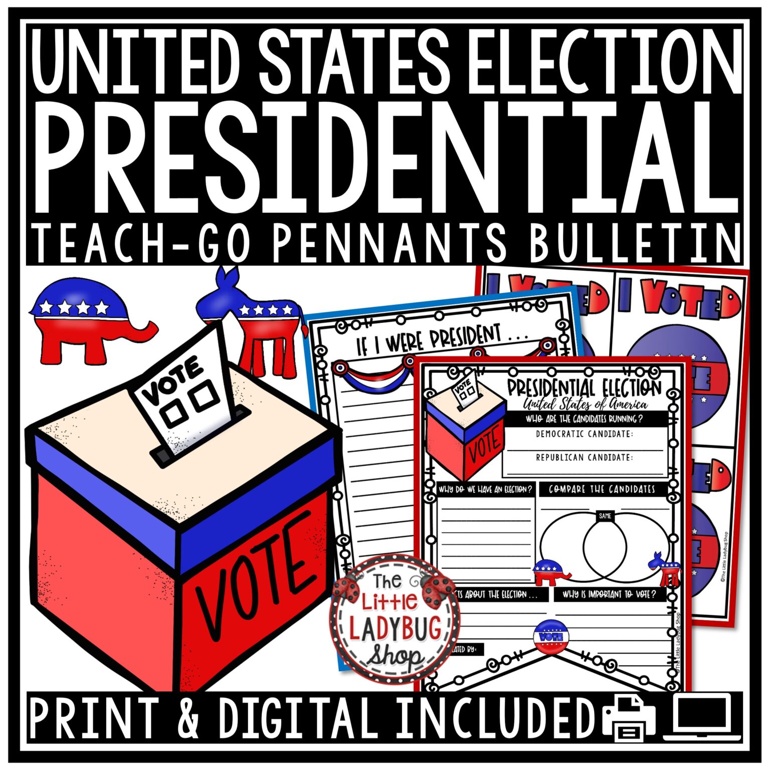 Presidential Election Writing Bulletin Board - The Little Ladybug Shop