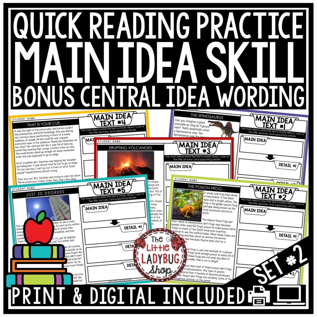 Main Idea and Supporting Details Reading Passages 3rd 4th Grade - The ...