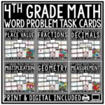 Digital 4th Grade Math Test Prep Centers Problem Solving Task Card TEKS ...