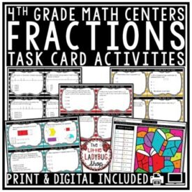 Digital 4th Grade Math Test Prep Centers Problem Solving Task Card TEKS ...