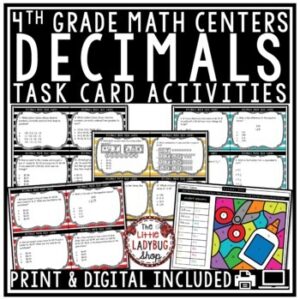 Digital 4th Grade Math Test Prep Centers Problem Solving Task Card TEKS ...