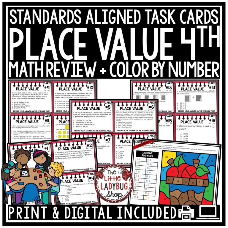 4th Grade Math STAAR Test Prep Problem Solving Task Cards - The Little ...