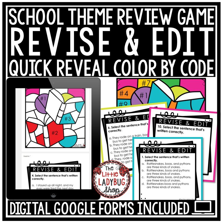 September Color By Code Grammar Revise and Edit Activities - The Little ...