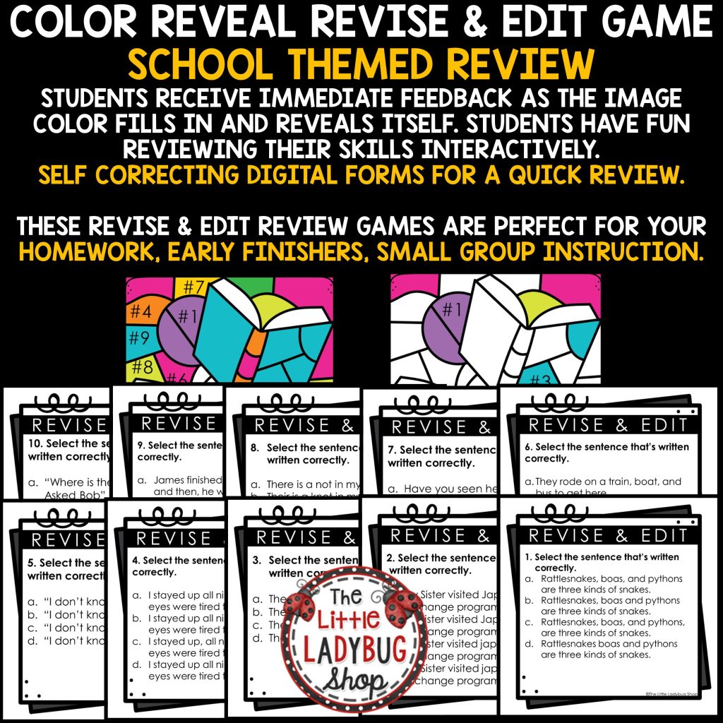 September Color By Code Grammar Revise and Edit Activities - The Little ...