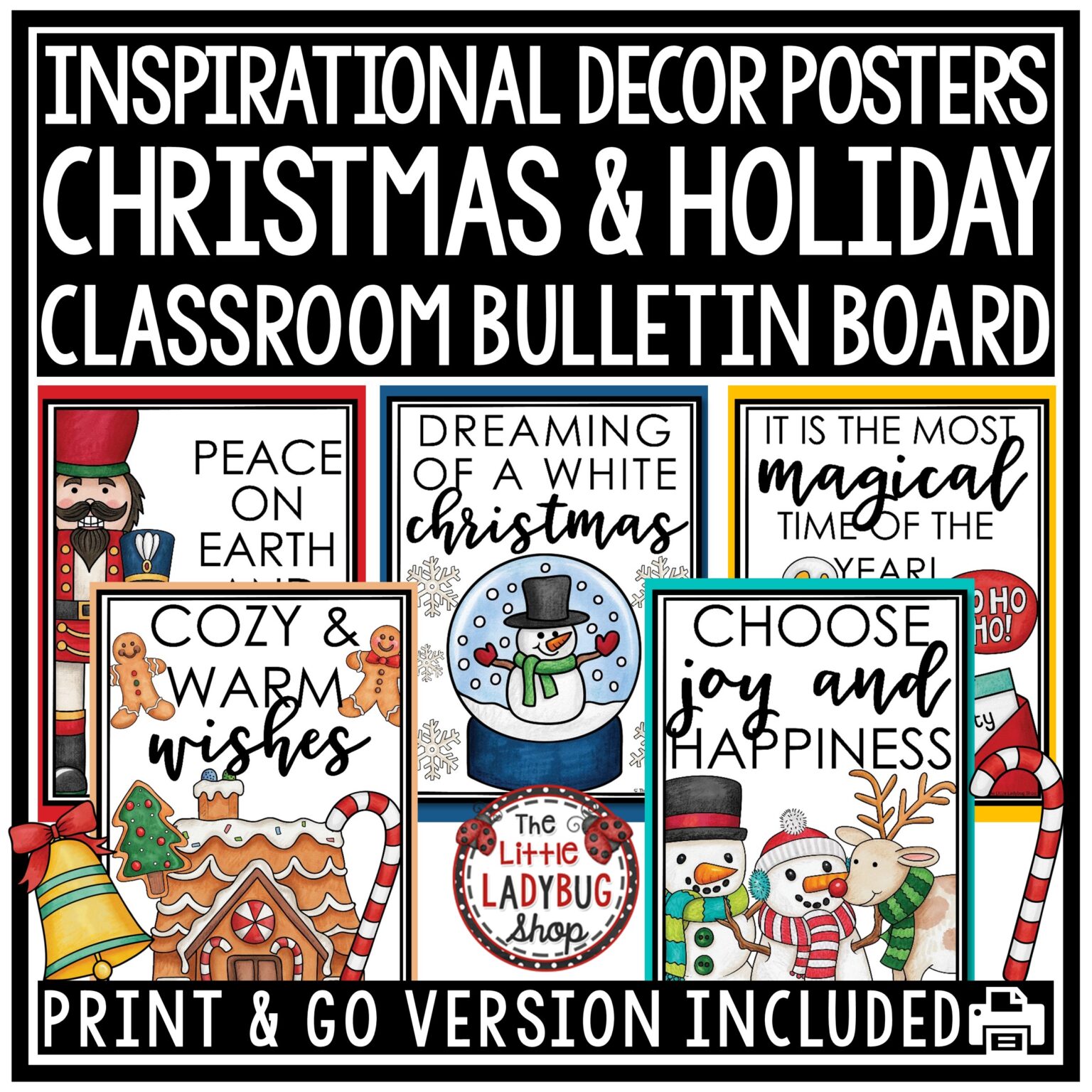 December Christmas Winter Posters Classroom Decor Bulletin - The Little ...