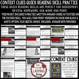 #2 Quick Context Clues: Reading Comprehension Passages Skills ...
