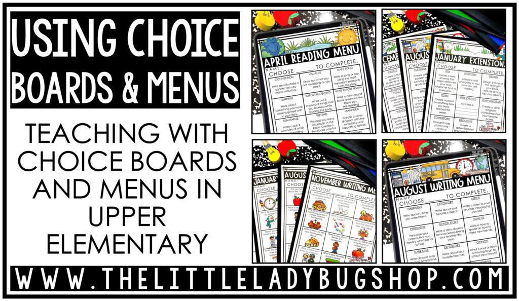 Using Choice Boards & Menus in the Classroom - The Little Ladybug Shop