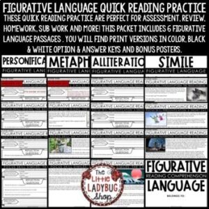Figurative Language Reading Comprehension Passages & Questions, Posters ...