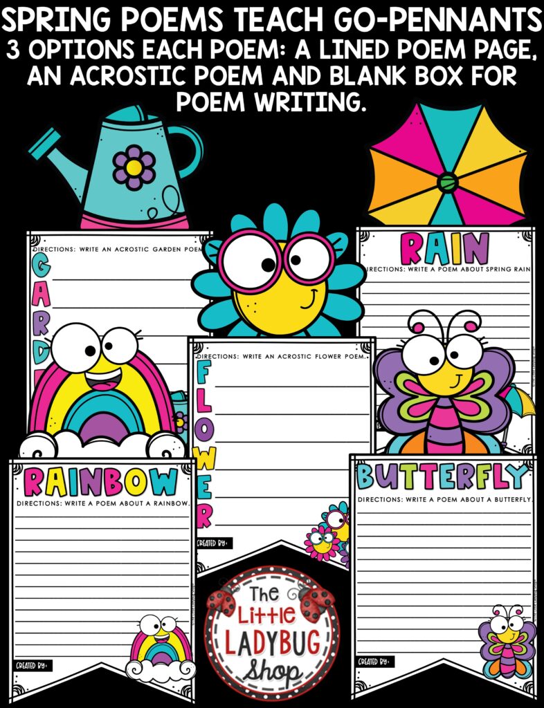 Spring Poetry Writing Bulletin Board - The Little Ladybug Shop
