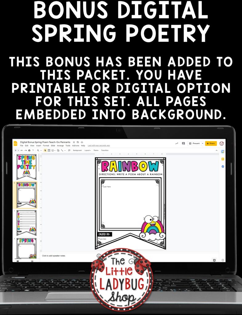 Spring Poetry Writing Bulletin Board - The Little Ladybug Shop