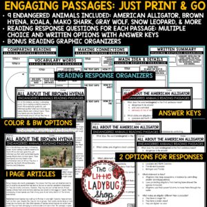 Endangered Animals Species Nonfiction Reading Passages - The Little ...
