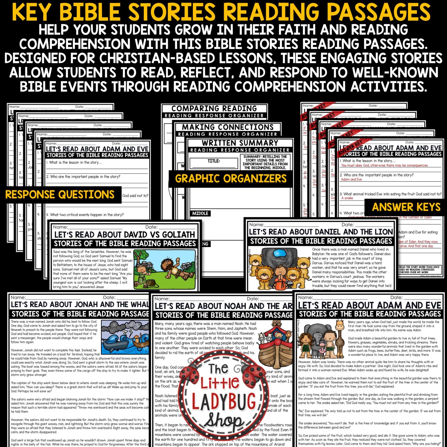 Bible Study Lessons Stories Reading Comprehension Passages - The Little ...