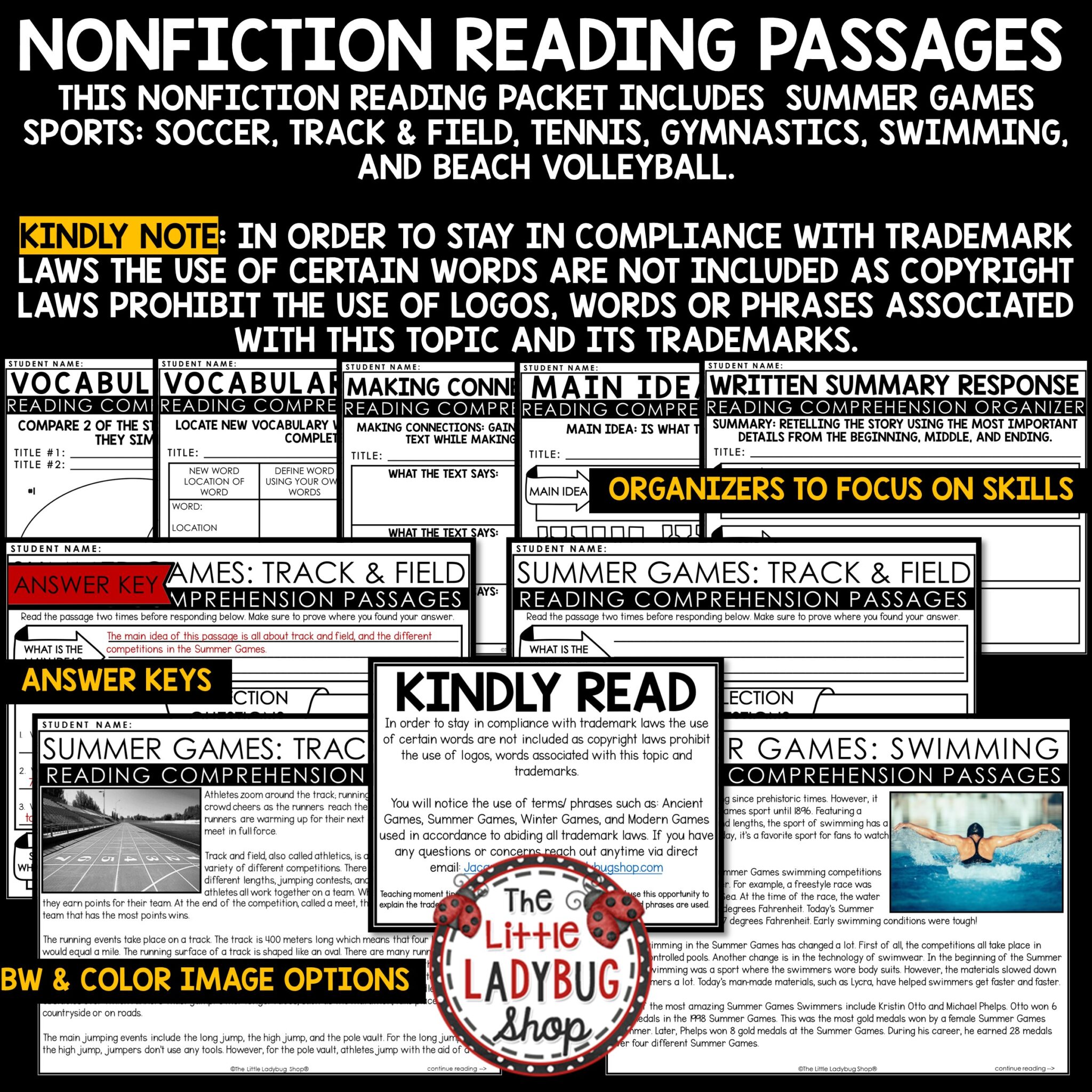 Summer Olympic Games Reading Comprehension Passages - The Little ...