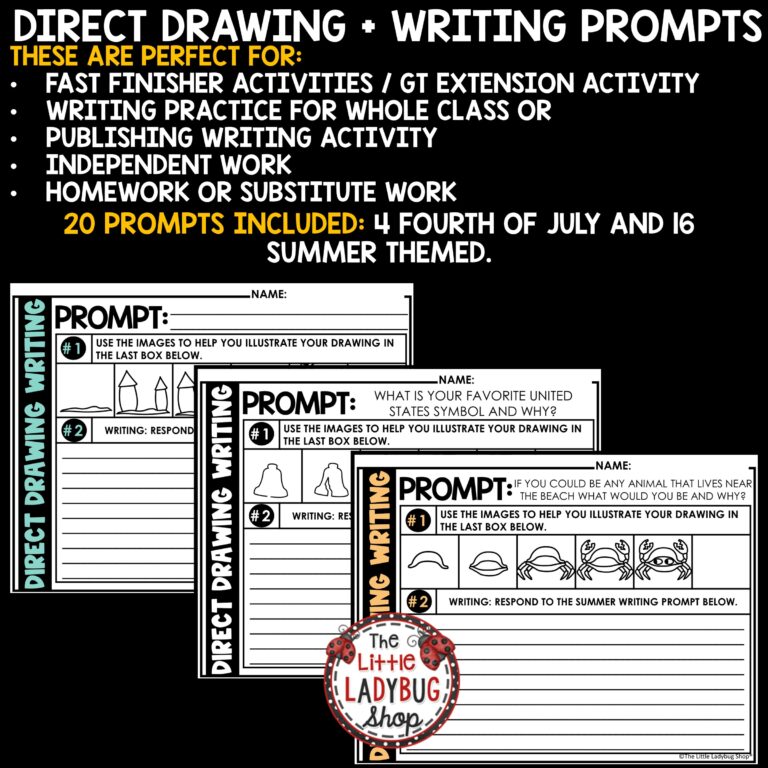 Summer Direct Drawing Writing Prompts - The Little Ladybug Shop