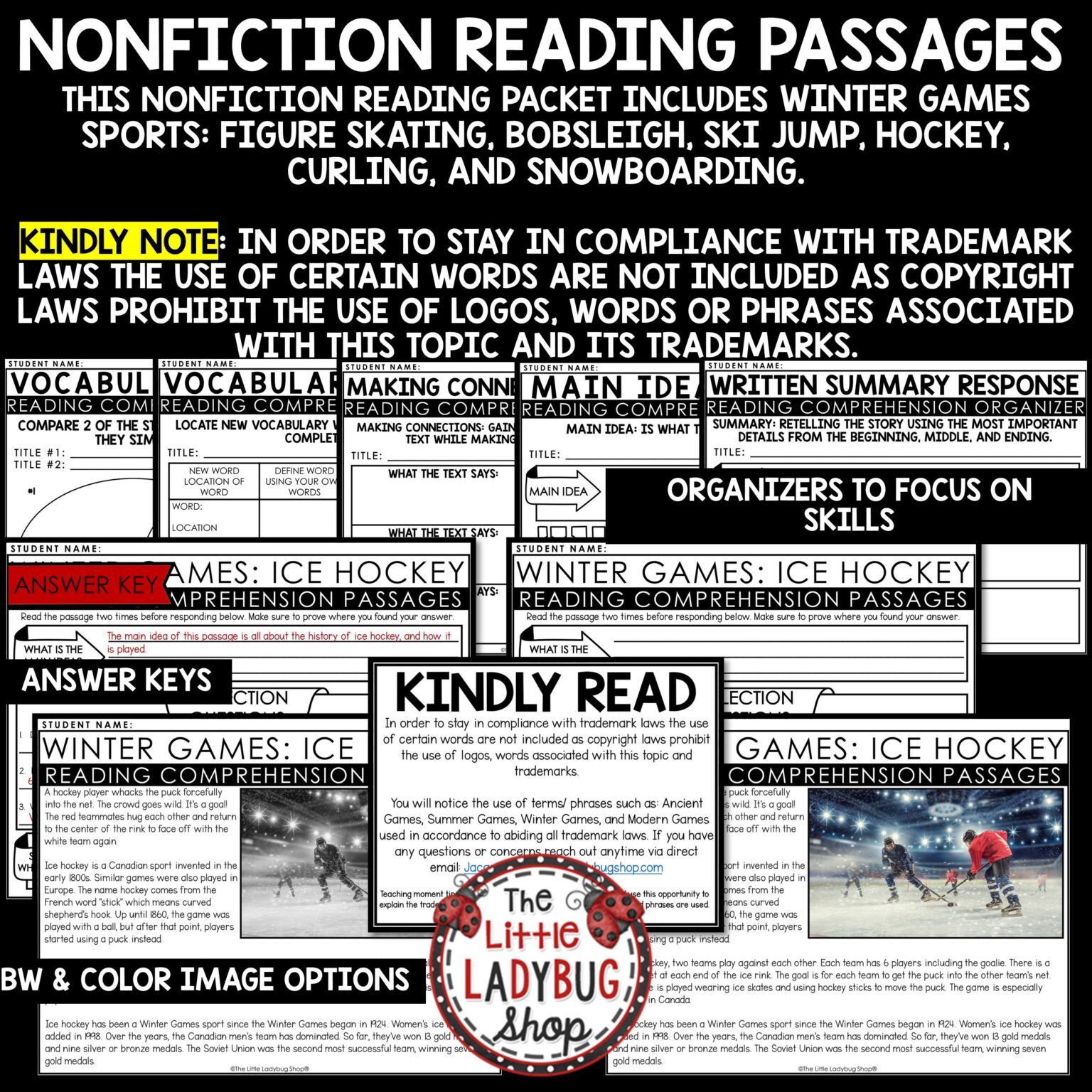 Winter Olympic Games Reading Comprehension Passages - The Little ...