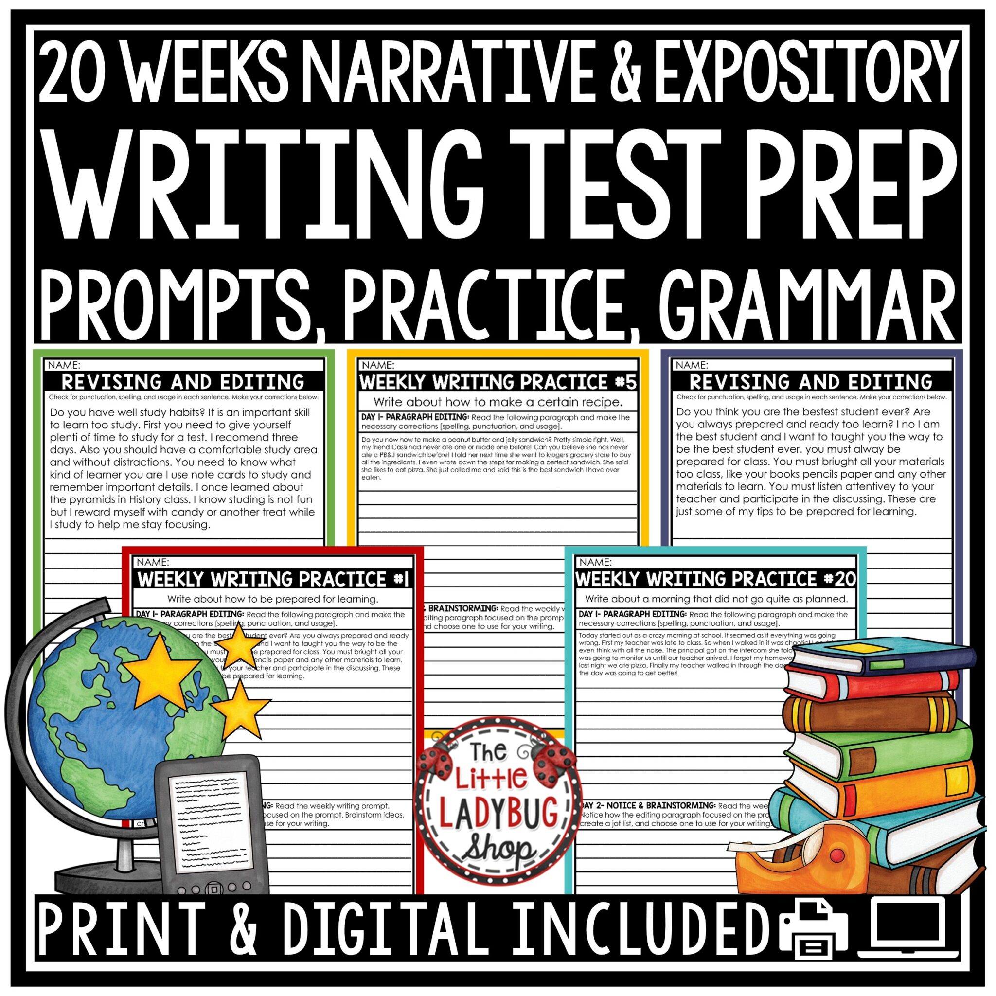 ELA Test Prep Writing Prompts - The Little Ladybug Shop