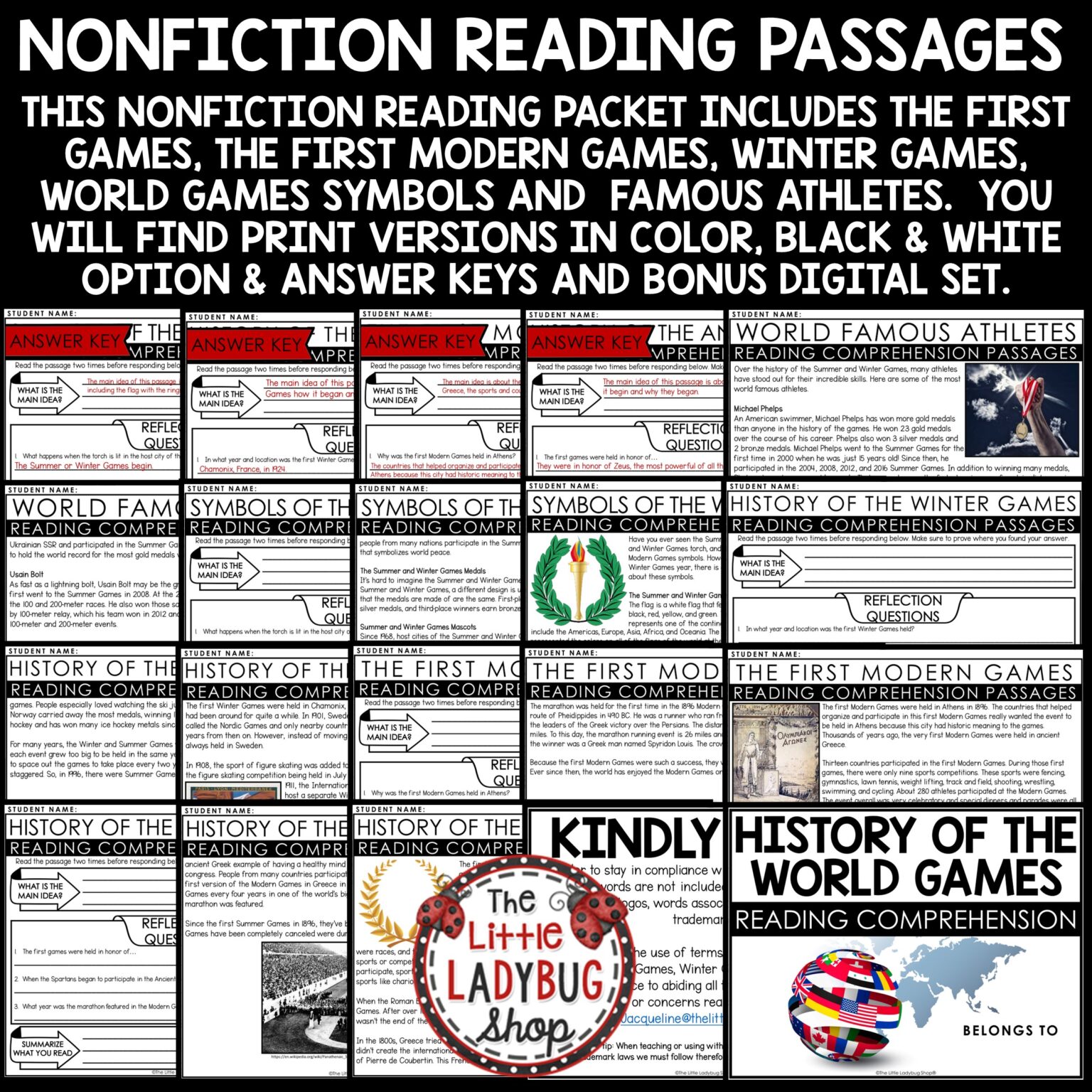 History of the Olympic Games Reading Comprehension Passages - The ...