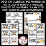 Editable End of Year Student Gift Tags and Thank you Note Card Letters ...