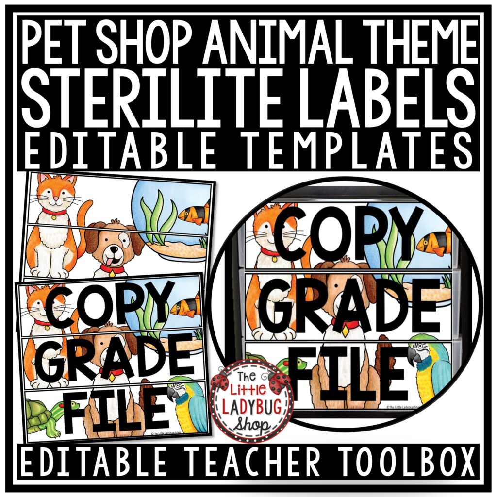 Pet Shop Animal Theme Classroom Decor: Labels 3 Drawer Sterilite Labels ...
