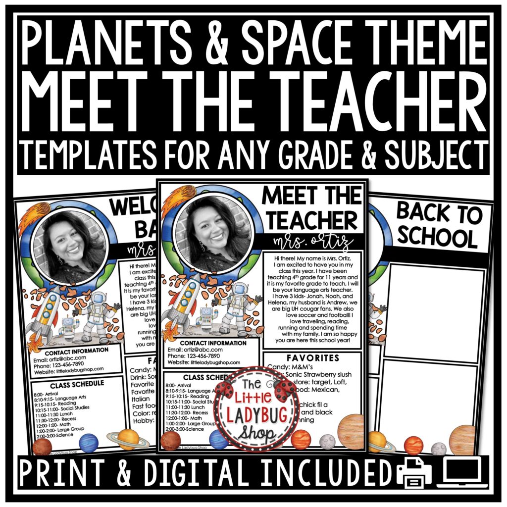 Space Planets Meet the Teacher Newsletter Editable Template - The ...