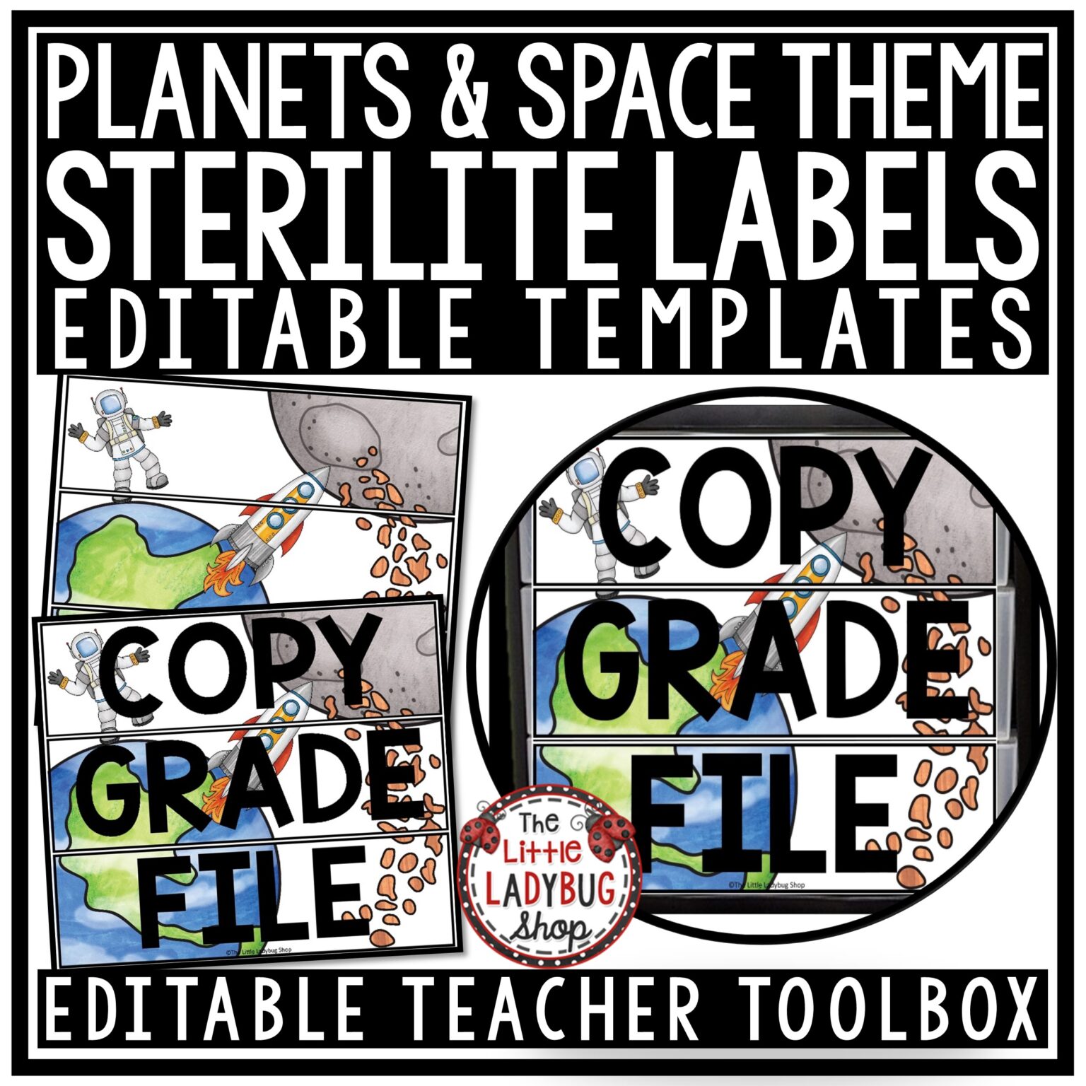 Space & Planets Theme Classroom Decor: Labels 3 Drawer Sterilite Labels ...