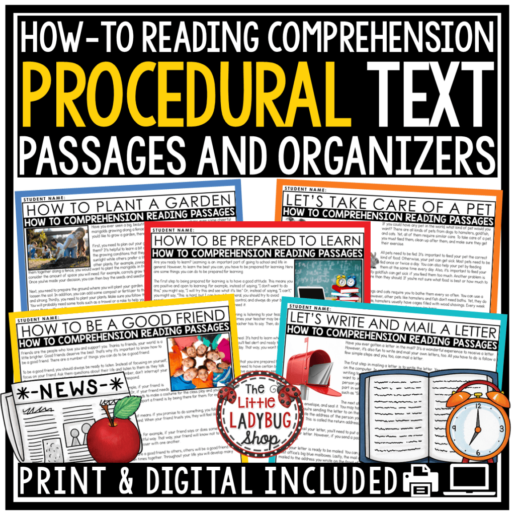 Procedural Text How To Reading Passages Sequence of Events - The Little ...