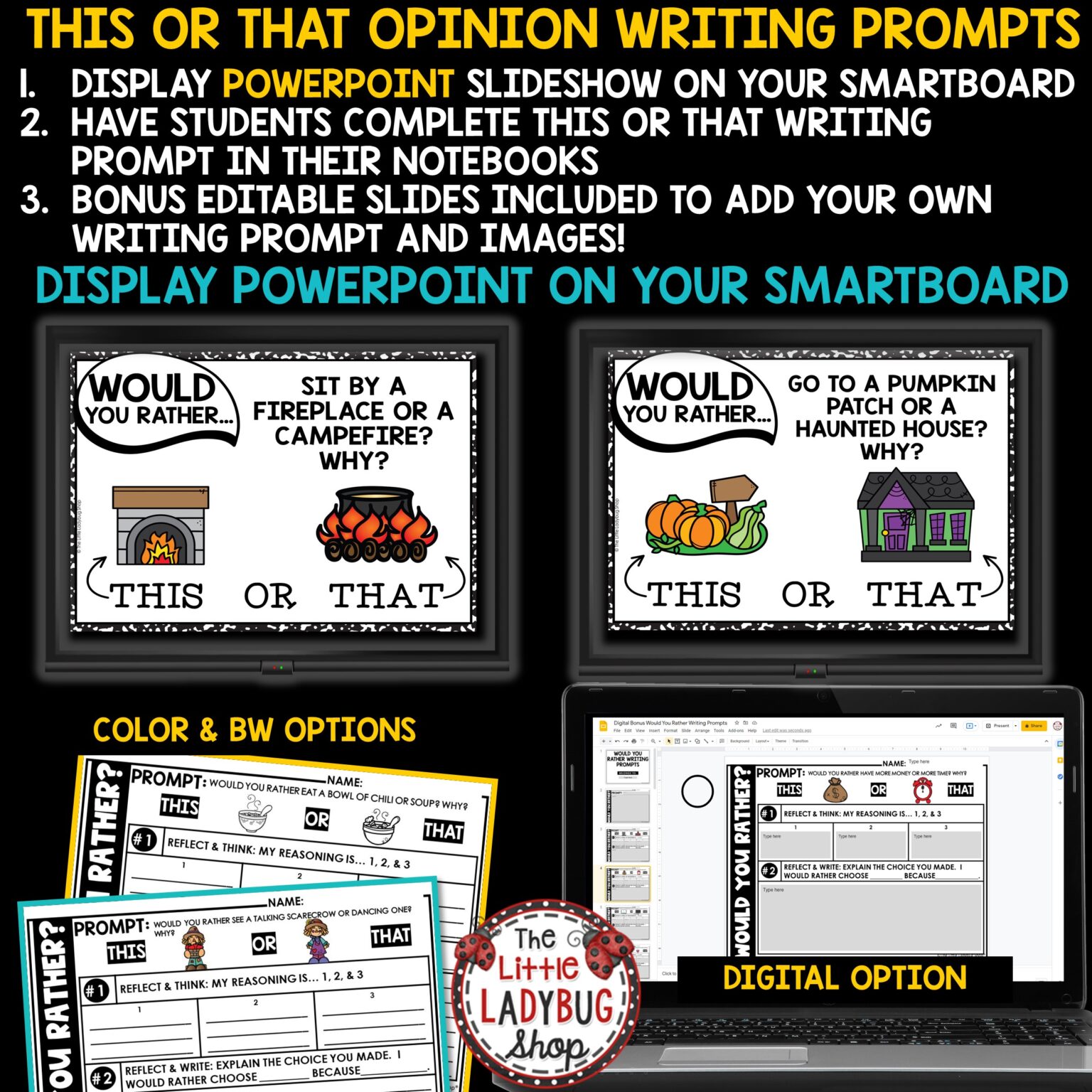 Fall Would You Rather Opinion Writing Prompts 3rd 4th Grade - The Little Ladybug Shop