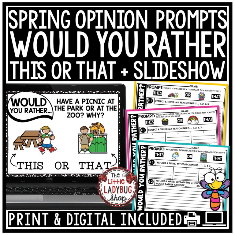 Spring Would You Rather Opinion Writing Prompts 3rd 4th Grade - The Little Ladybug Shop