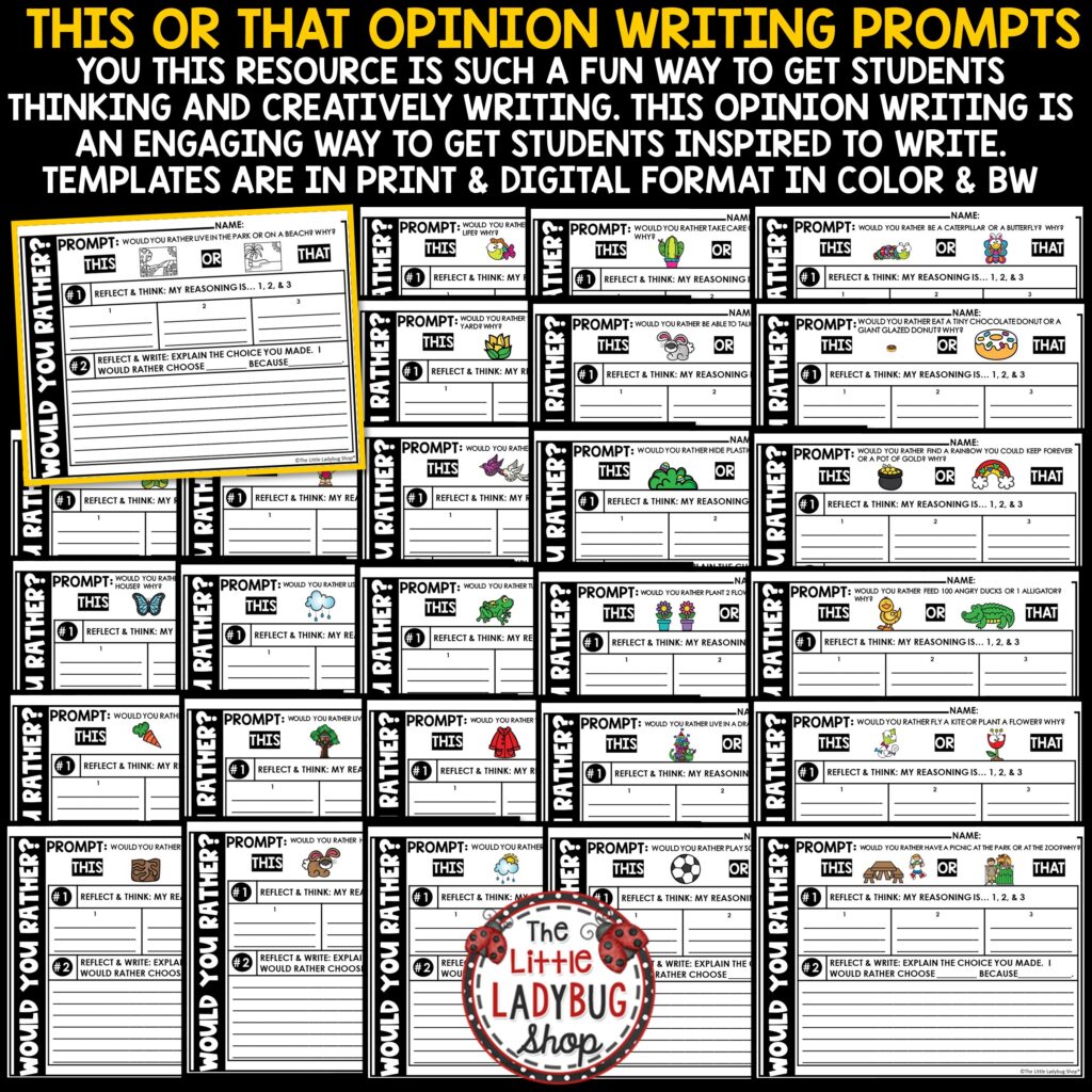 Spring Would You Rather Opinion Writing Prompts 3rd 4th Grade - The ...