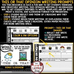 Spring Would You Rather Opinion Writing Prompts 3rd 4th Grade - The ...