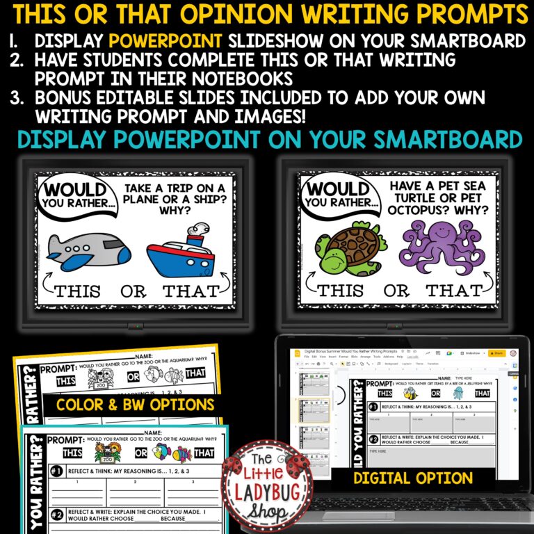 Summer Would You Rather Opinion Writing Prompts 3rd 4th Grade - The ...