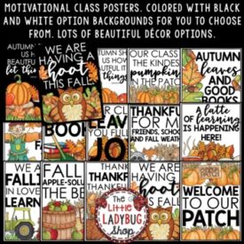 Autumn Fall Theme Classroom Decor Bulletin Board Motivational Quote ...