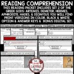 Greek Gods Mythology Reading Comprehension Passages and Questions - The ...