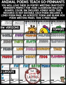 Animals Themed Zoo Poetry Writing Bulletin Board Acrostic Poem Activity ...