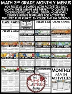 Extensions Math 3rd Grade Menus Choice Boards Early Fast Finishers ...