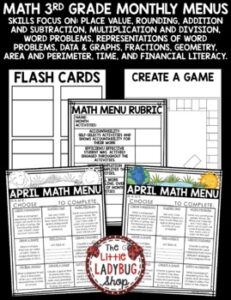 Extensions Math 3rd Grade Menus Choice Boards Early Fast Finishers ...