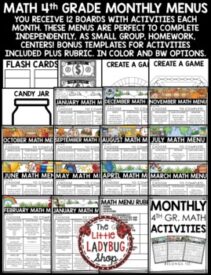 Extensions Math 4th Grade Menus Choice Boards Early Fast Finishers ...