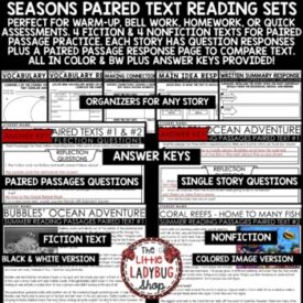 Nonfiction Reading Comprehension Paired Texts Passages and Questions ...