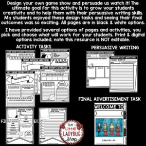Persuasive Writing Task Design Create a Game Show Project Based ...