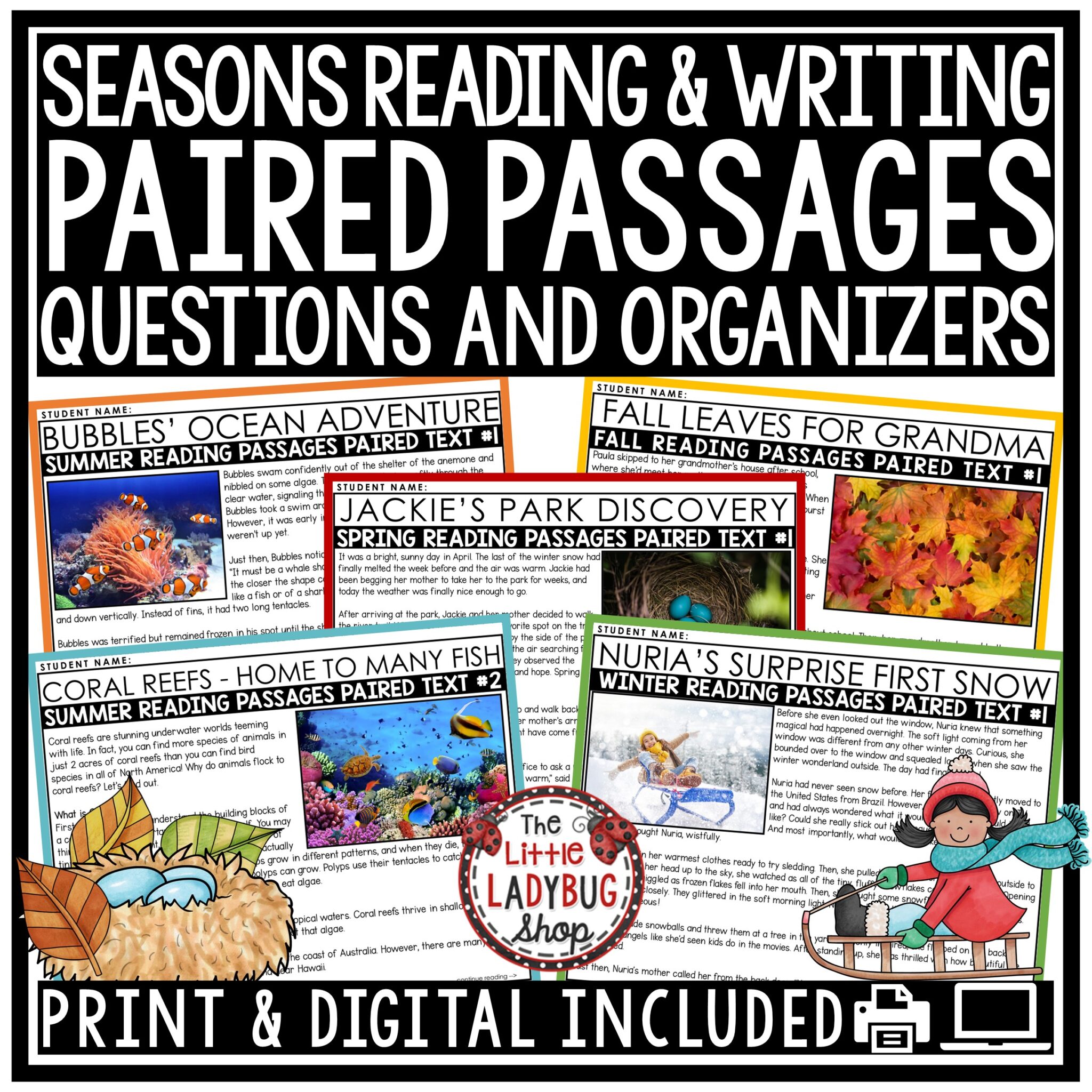 Fall Winter Seasons Reading Paired Passages With Writing Prompts - The ...