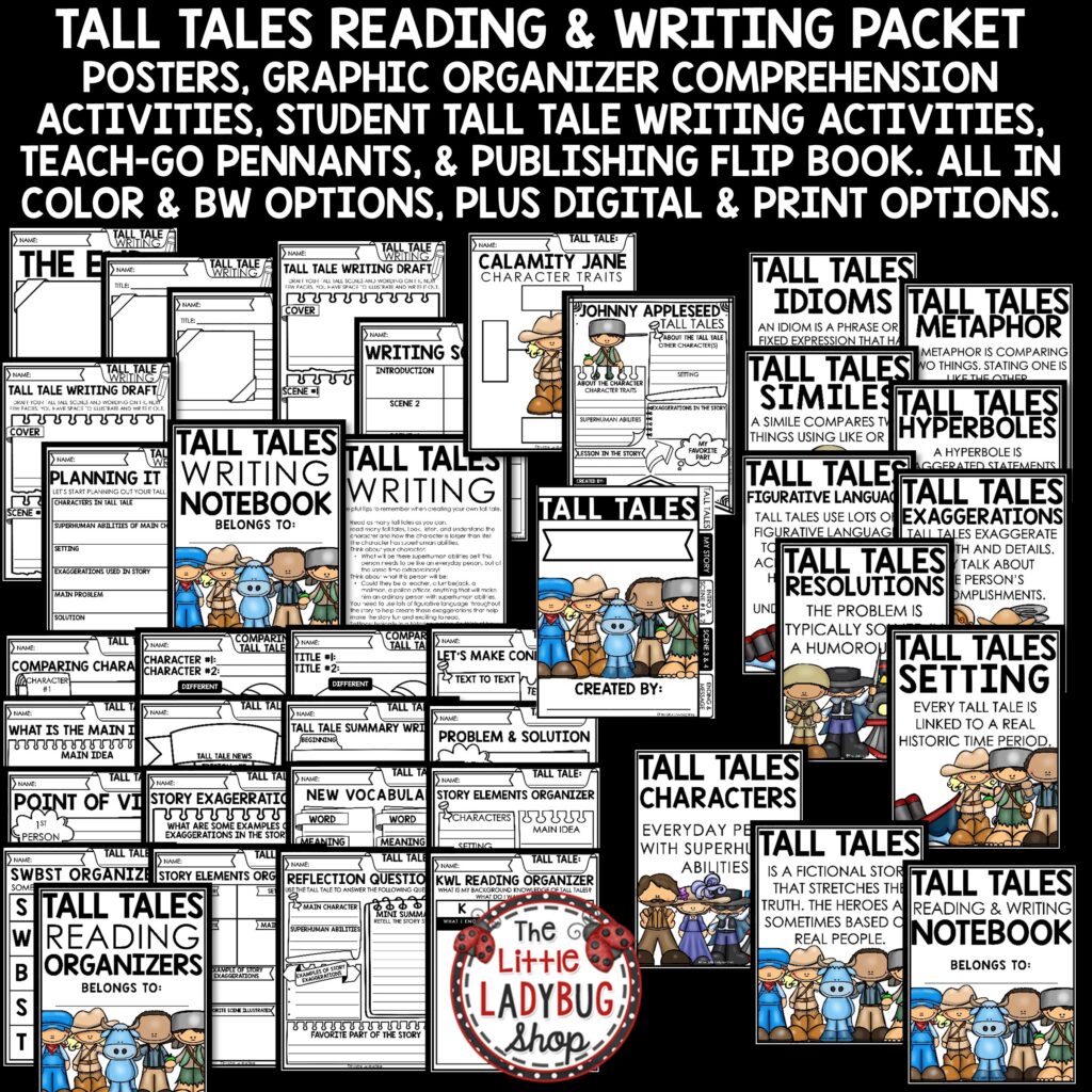 Tall Tales Reading Graphic Organizers - The Little Ladybug Shop