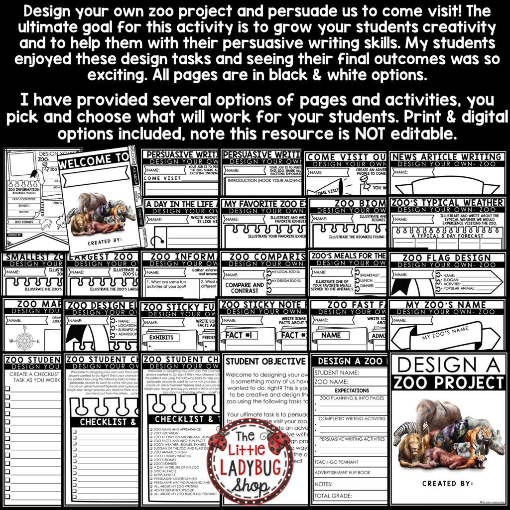 Design a Zoo Project Based Learning - The Little Ladybug Shop