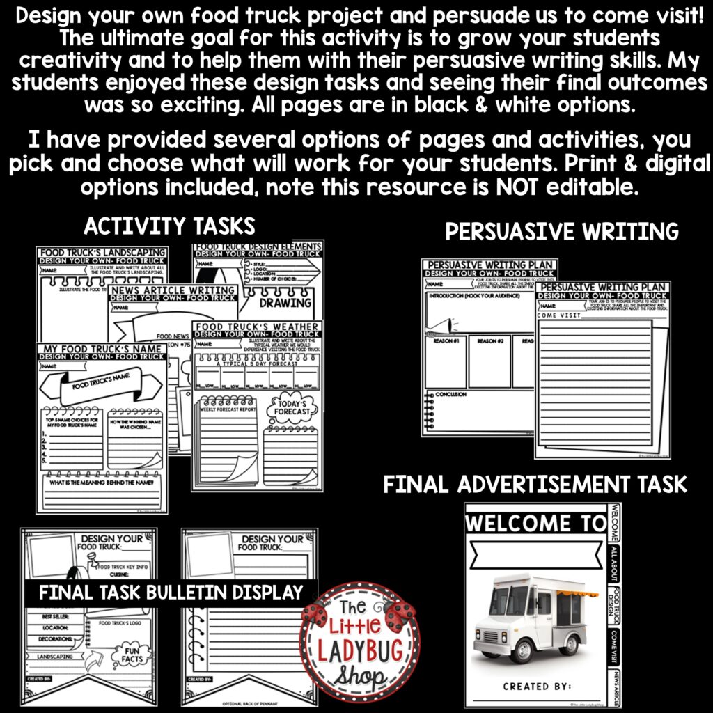 Design a Food Truck Project Based Learning - The Little Ladybug Shop