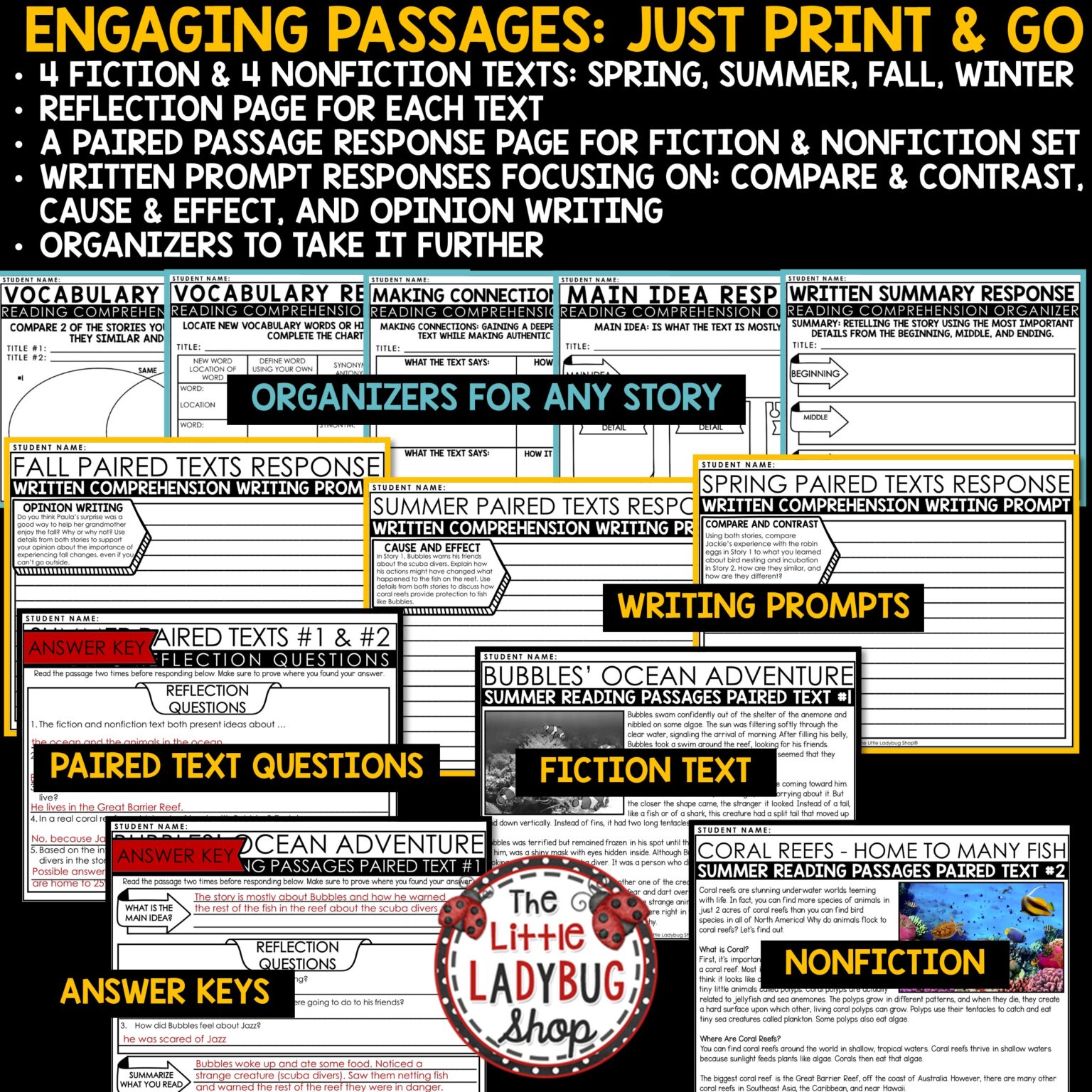 Fall Winter Seasons Reading Paired Passages With Writing Prompts - The ...