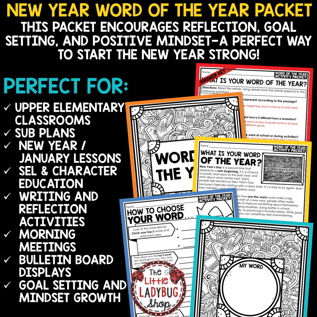 One Word of the Year Resolution New Year Goal Setting Bulletin Board ...