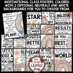 Boho Motivational Posters Classroom Décor - The Little Ladybug Shop