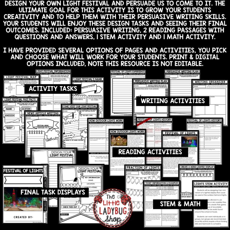 Festival of Lights PBL STEM Writing Project - The Little Ladybug Shop